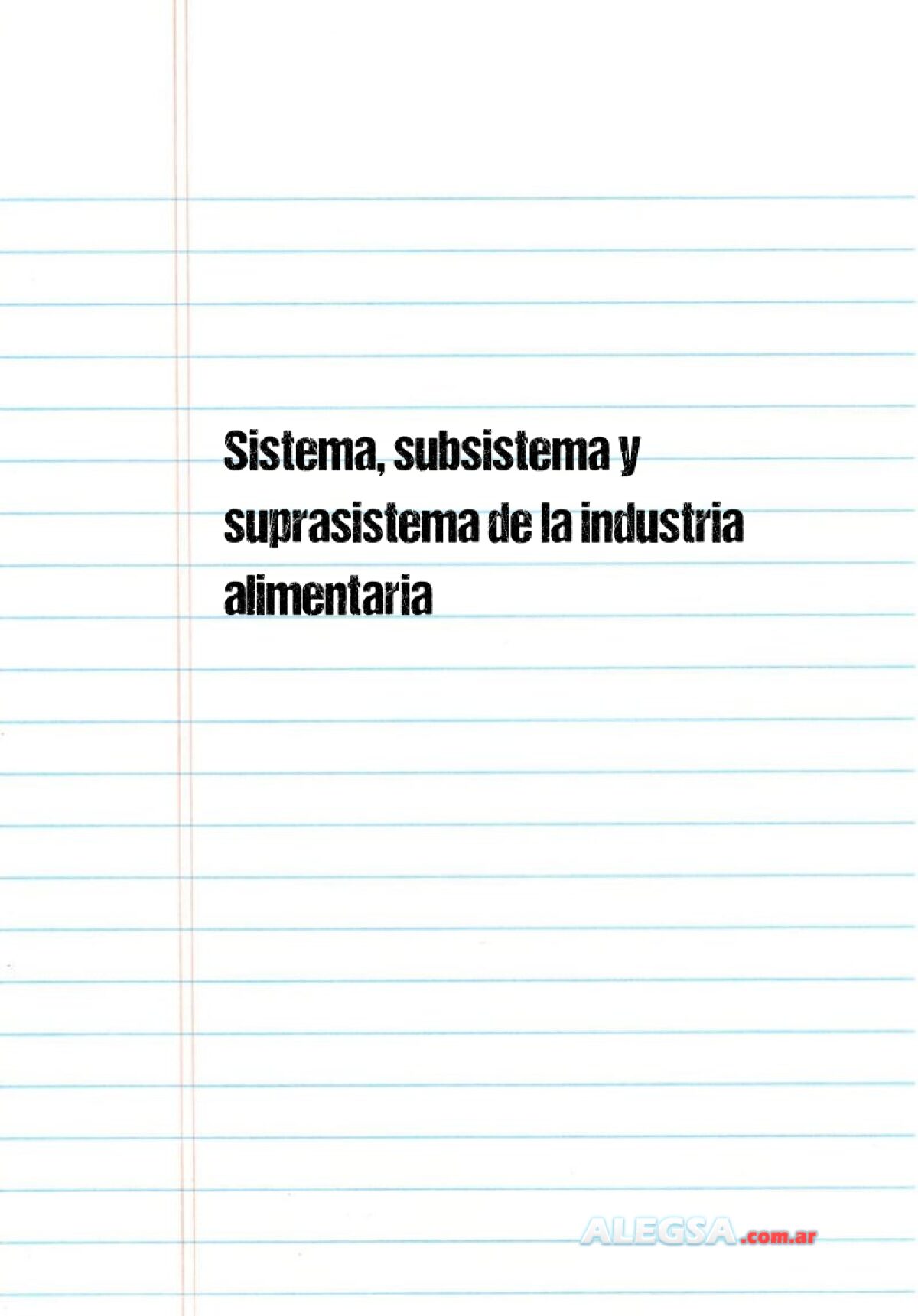 Sistema, subsistema y suprasistema de la industria alimentaria