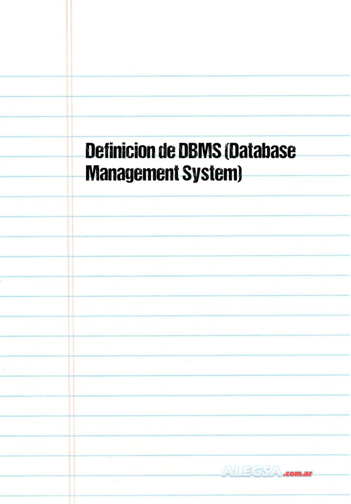 Definición de DBMS (Database Management System)